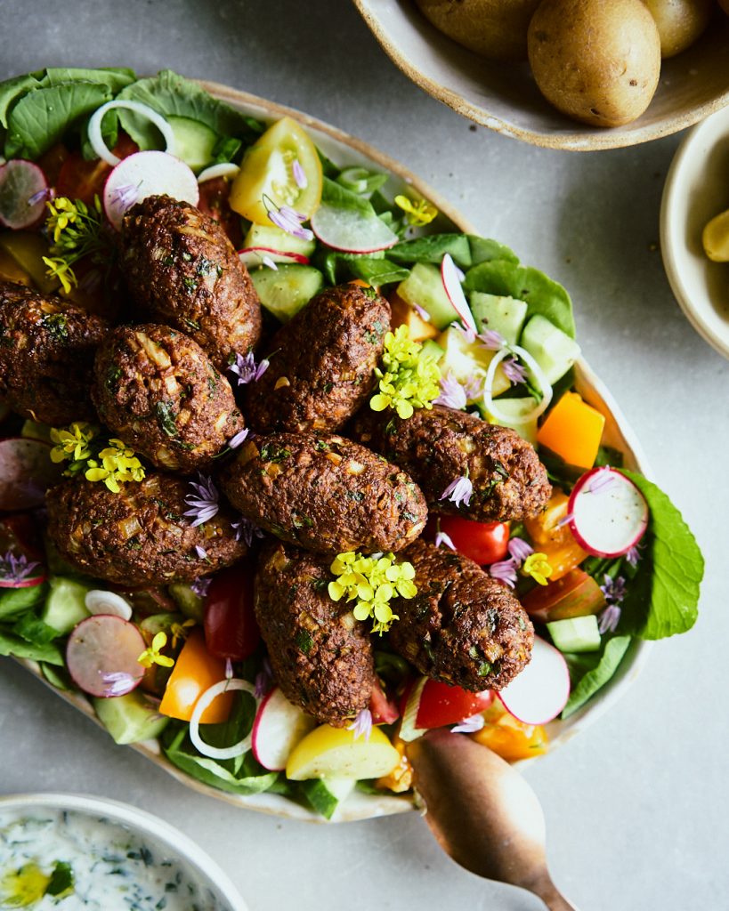 GOOD EATINGS - VEGAN CEVAPI, TZATZIKI AND SUMMMER SALAD