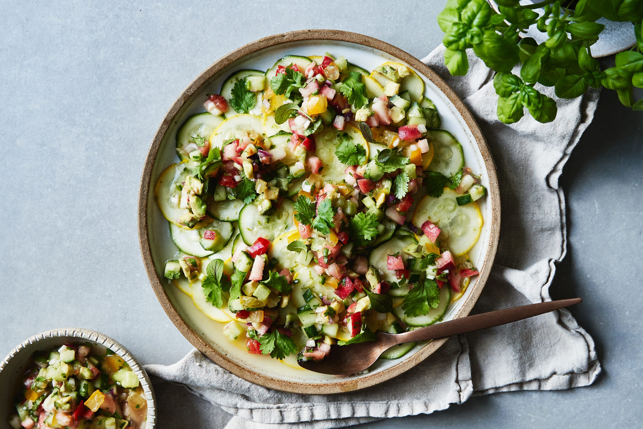 Ceviche Inspired Salad with Courgette and Peach - Good Eatings