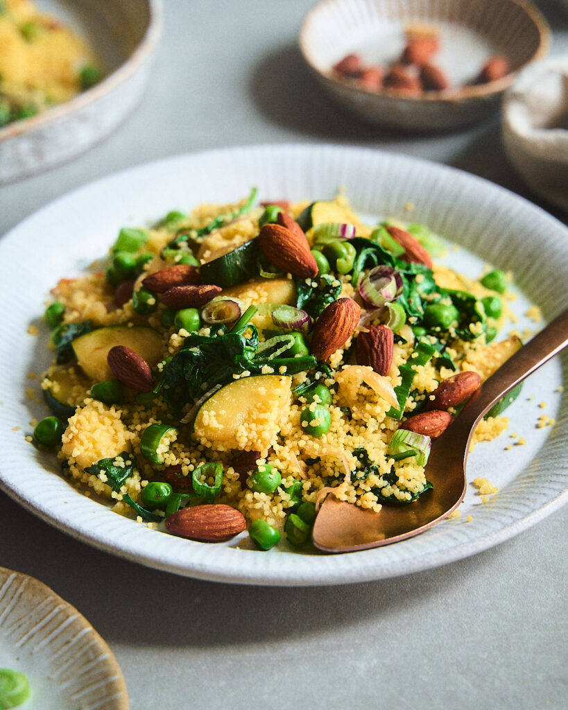 Couscous with Garlic Sautéed Summer Vegetables - Good Eatings
