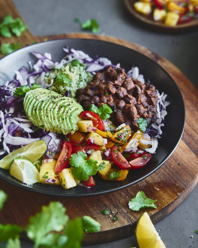 Mexican Inspired Balance Bowl with Pineapple Salad, Black Beans and ...