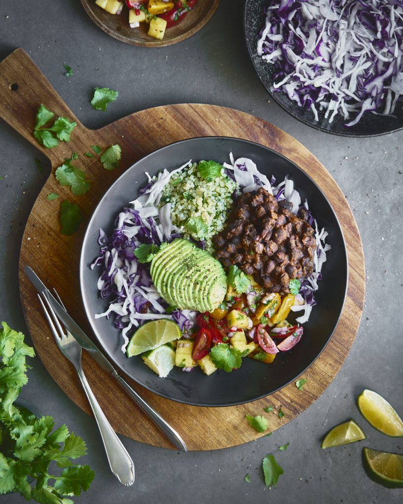 Mexican Inspired Balance Bowl with Pineapple Salad, Black Beans and ...