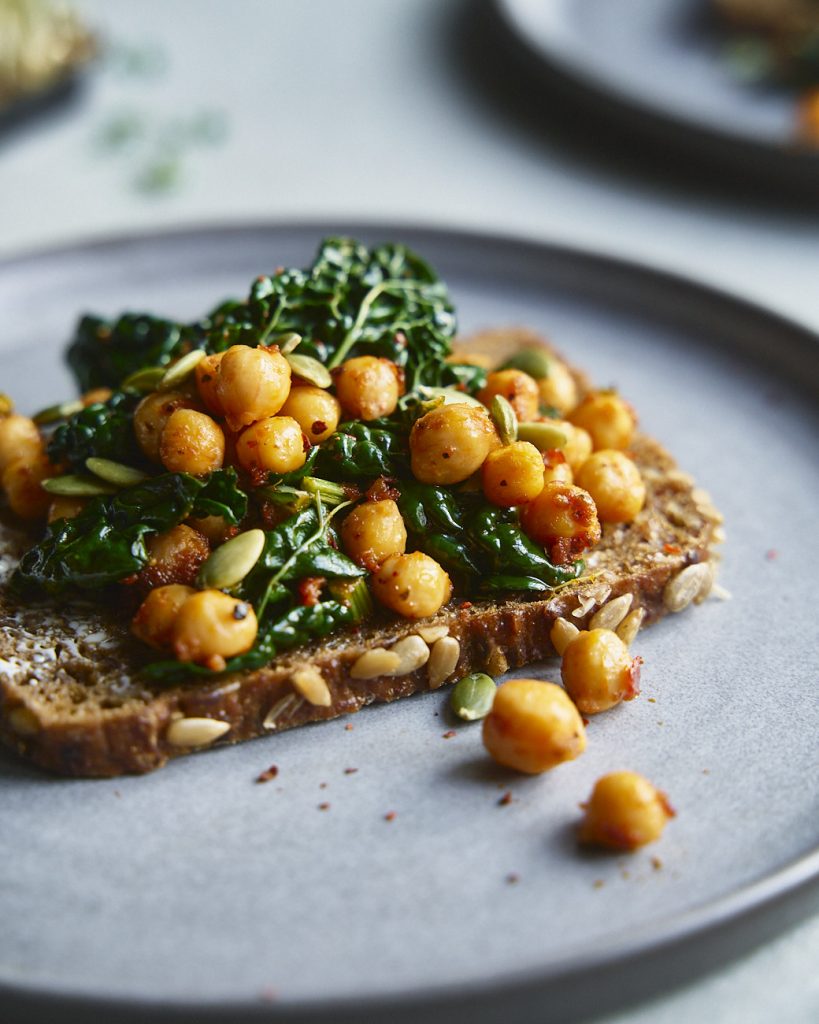 Red Pesto Chickpeas and Kale on Toast - Good Eatings