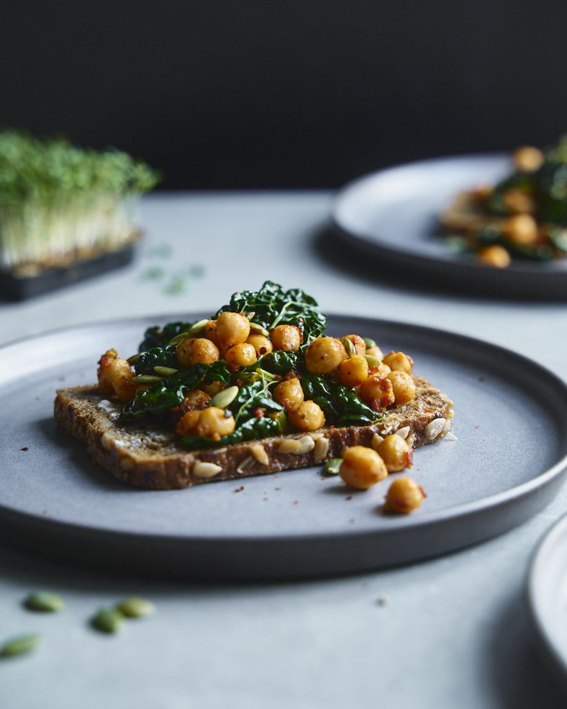 Red Pesto Chickpeas and Kale on Toast - Good Eatings